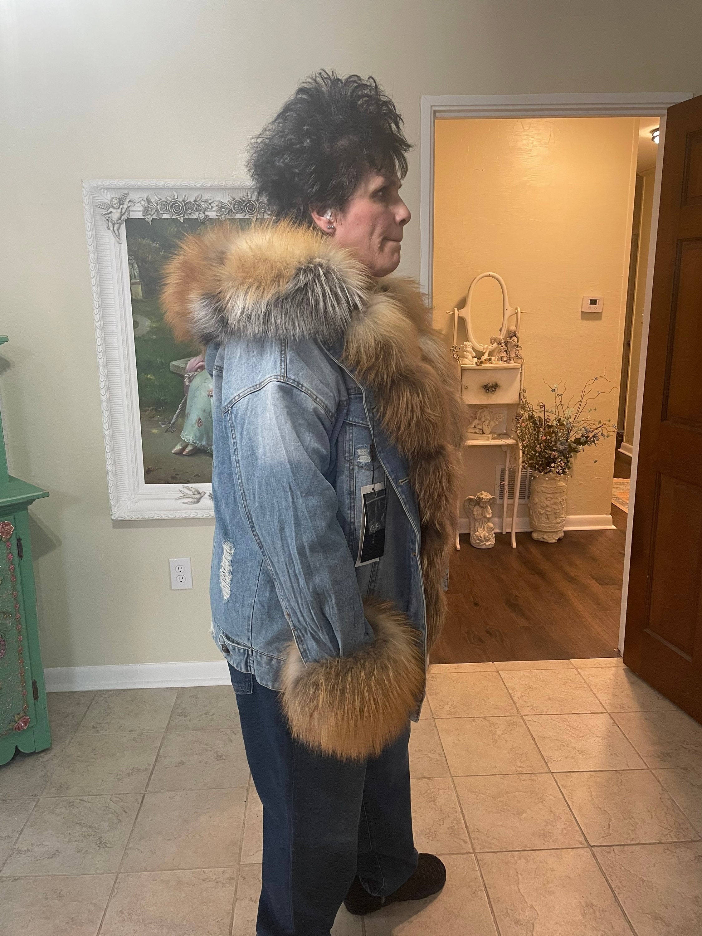 Fox Fur Denim Jacket - Etsy