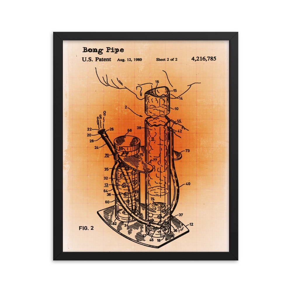 Bong Patent Blueprint Drawings Sepia Enhanced Matte Paper | Etsy