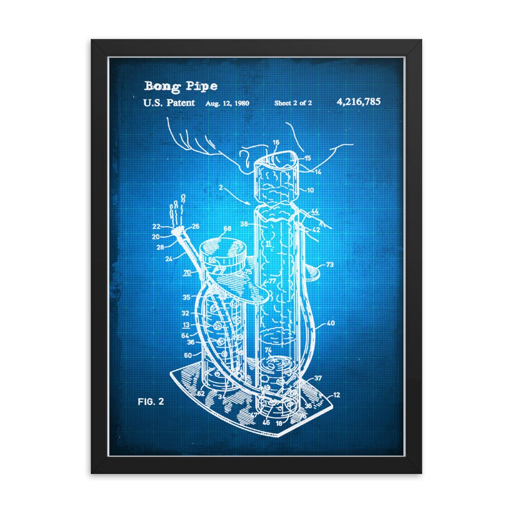 Bong Patent Blueprint Drawing Enhanced Matte Paper Framed - Etsy