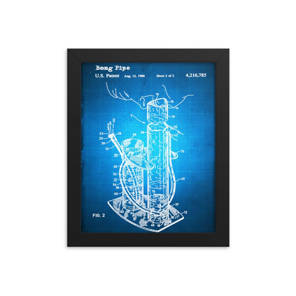 Bong Patent Blueprint Drawing Enhanced Matte Paper Framed Poster in - Etsy