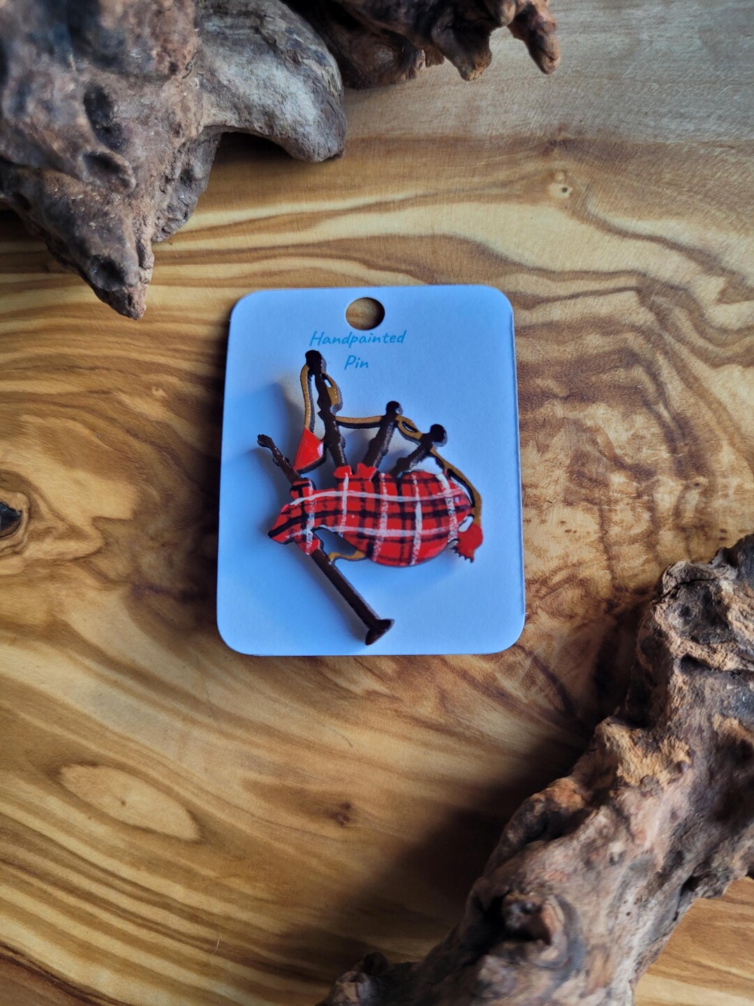 Bagpipe Pins - Hand Painted Scottish Tartan Brooch, Unique Scotland ...