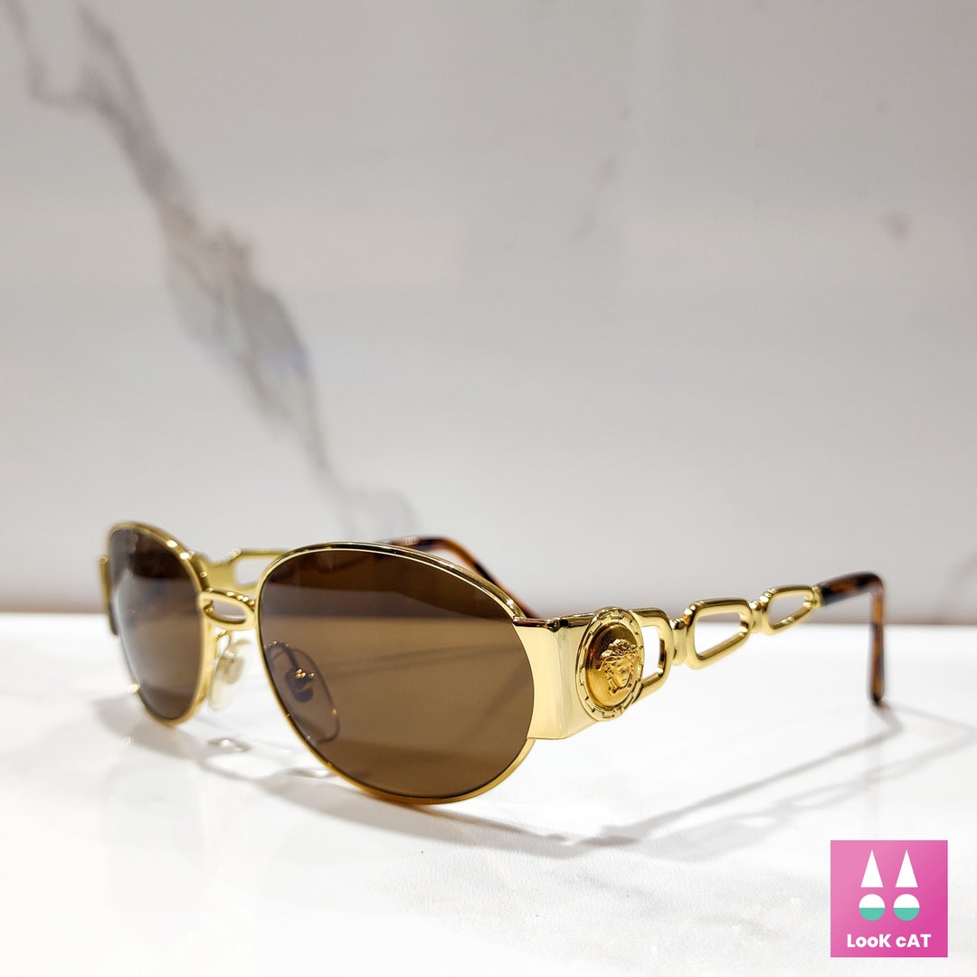 Versace S 32 Vintage Sunglasses Gold Color Frame Occhiali Gafas 90s Y2k ...