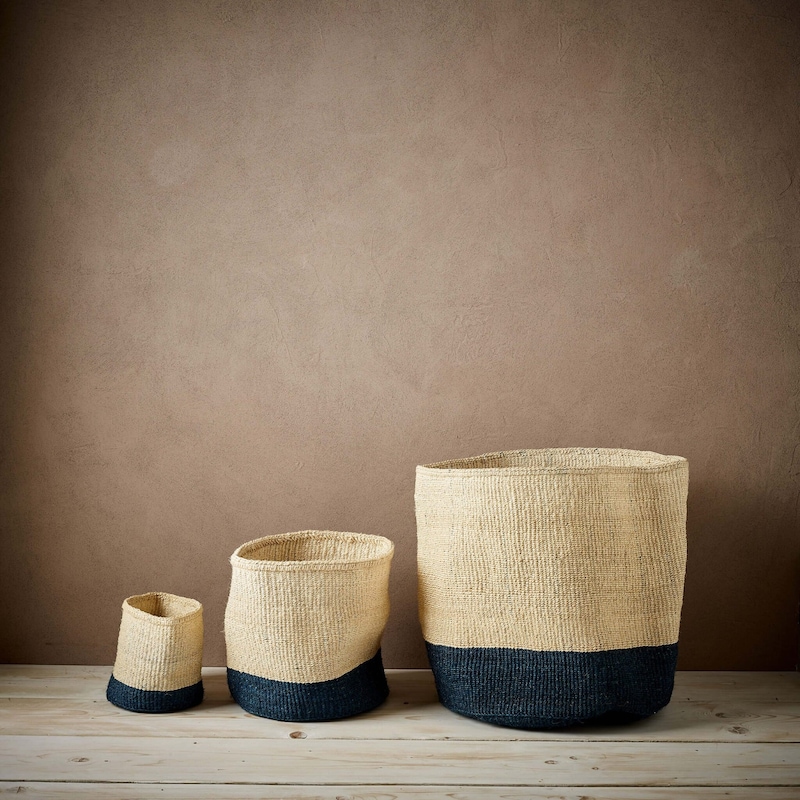 Small Blue Rattan Basket - Etsy UK