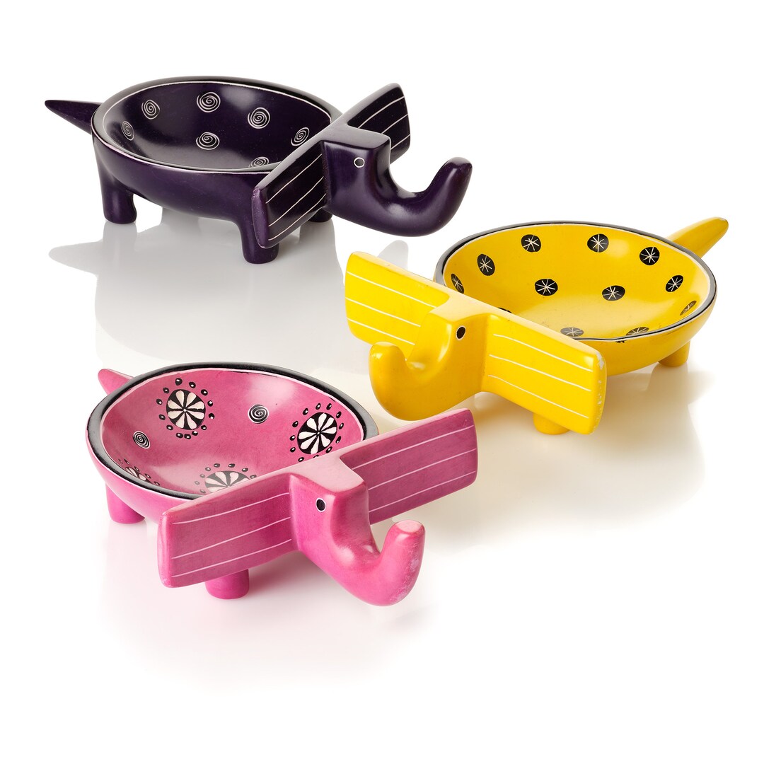 Elephant Trinket Dish | Quirky Colourful Soapstone Bowl | Ethical Home ...