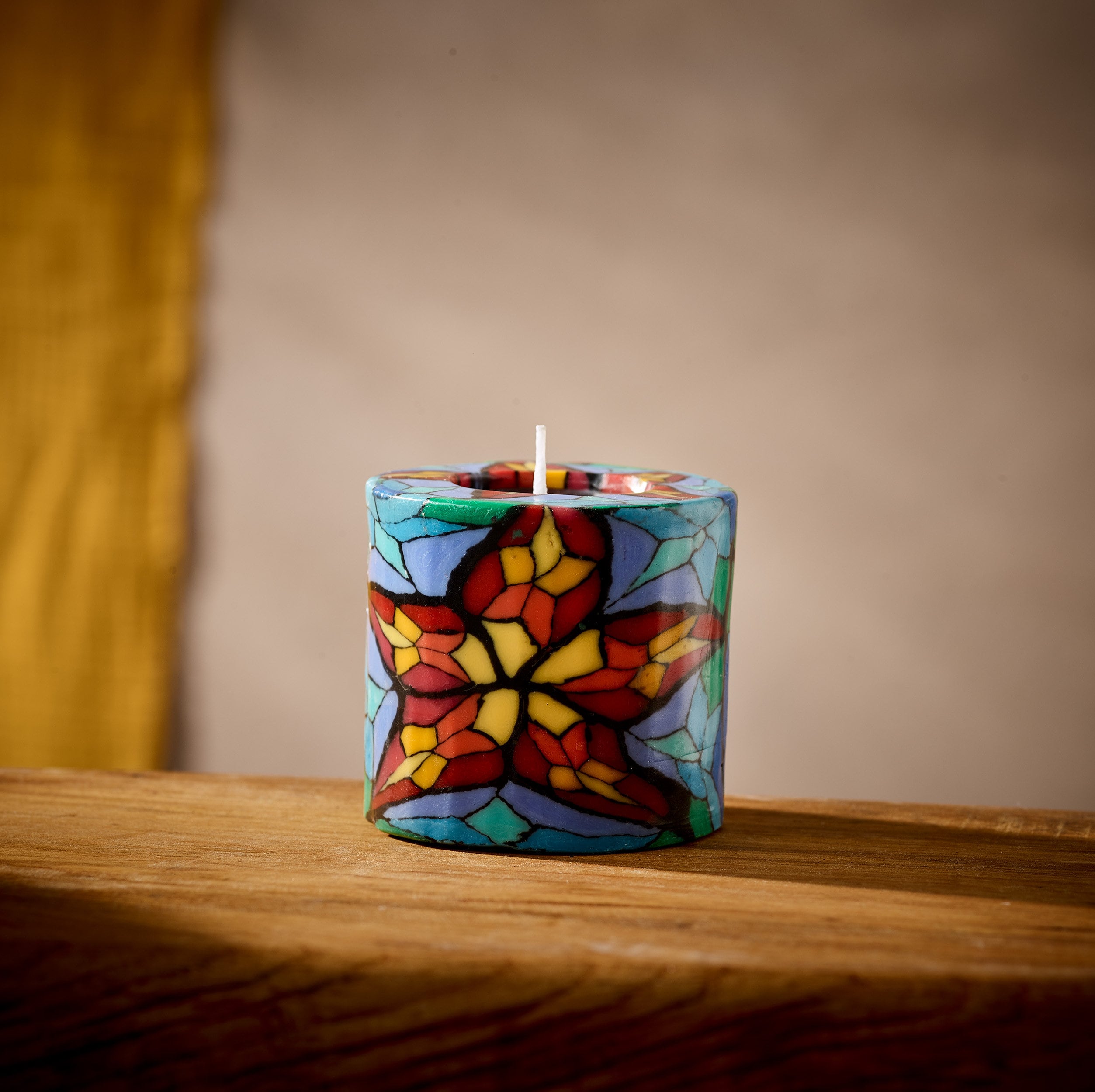 Colourful Pillar Candles With Star Pattern Patterned Candles - Etsy
