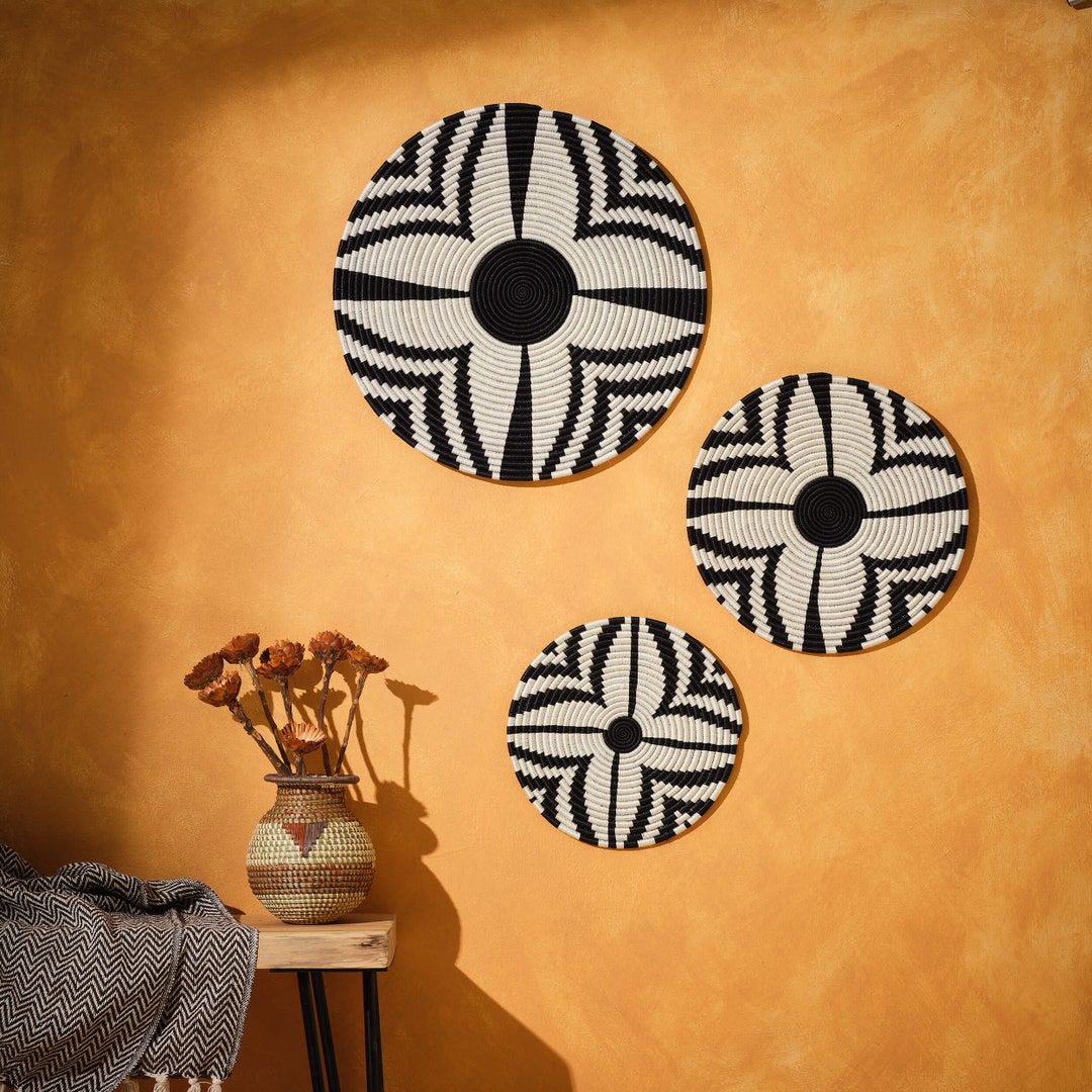 African Wall Baskets, Woven Wall Discs, Handmade Ethically Sourced ...
