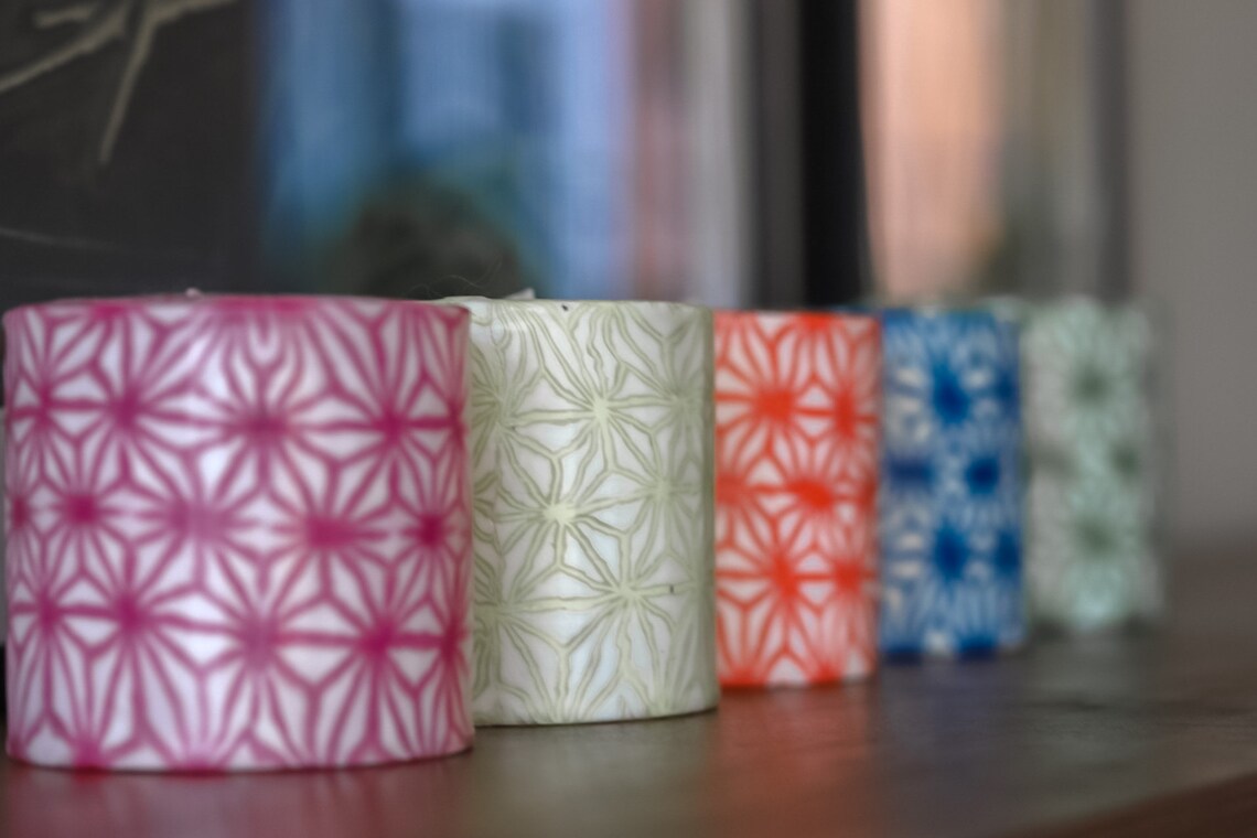 Colourful Glowing Pillar Candles Unusual Geometric Re-usable | Etsy