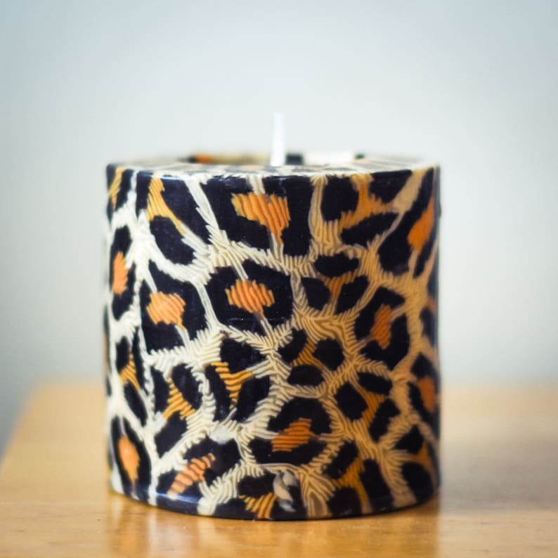 Leopard Print Pillar Candles Fair Trade African Animal Print - Etsy