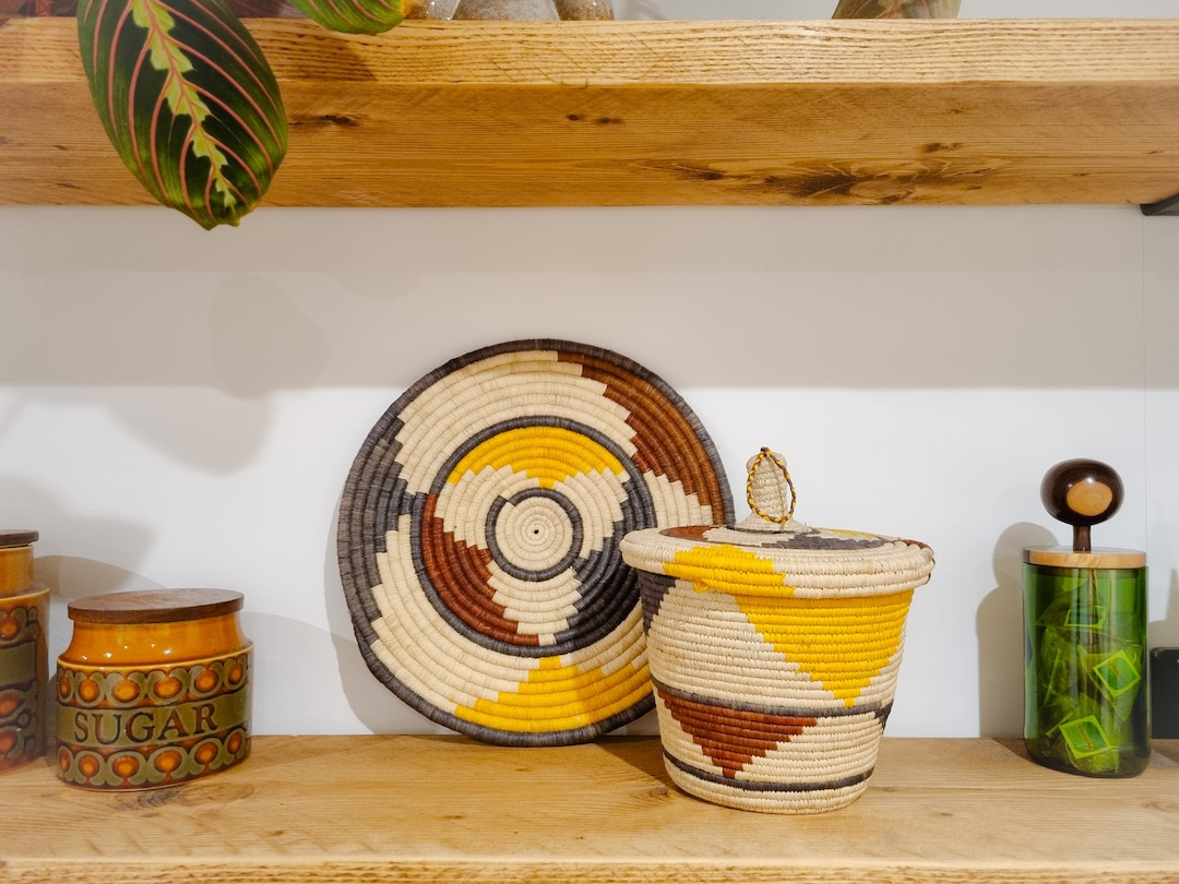 Lidded Storage Basket and Matching Trivet, Sustainable Woven Storage ...