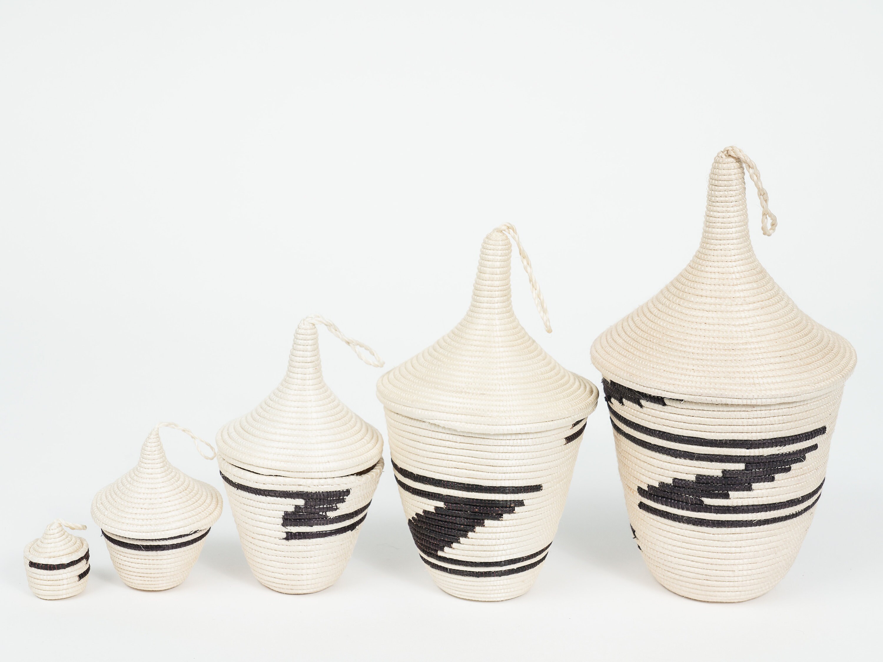 African Storage Basket With Lid Black and White Basket - Etsy UK