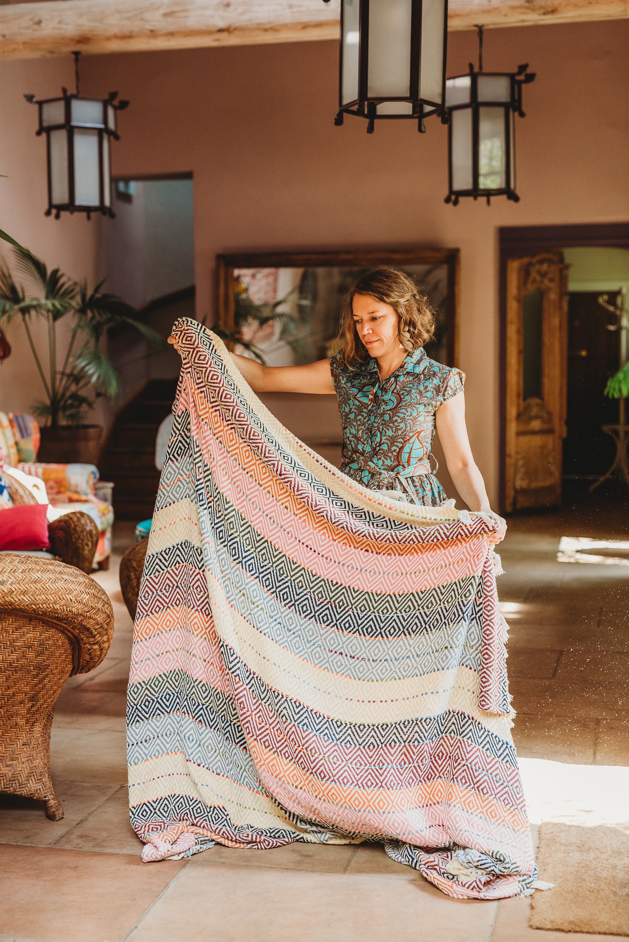 Diamond Handloom Cotton Throw | Cotton Throw With Tassels | Diamond ...