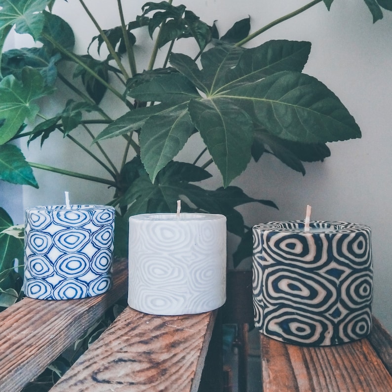 Swirl Pillar Candles Fair Trade Candles Ethical Patterned - Etsy