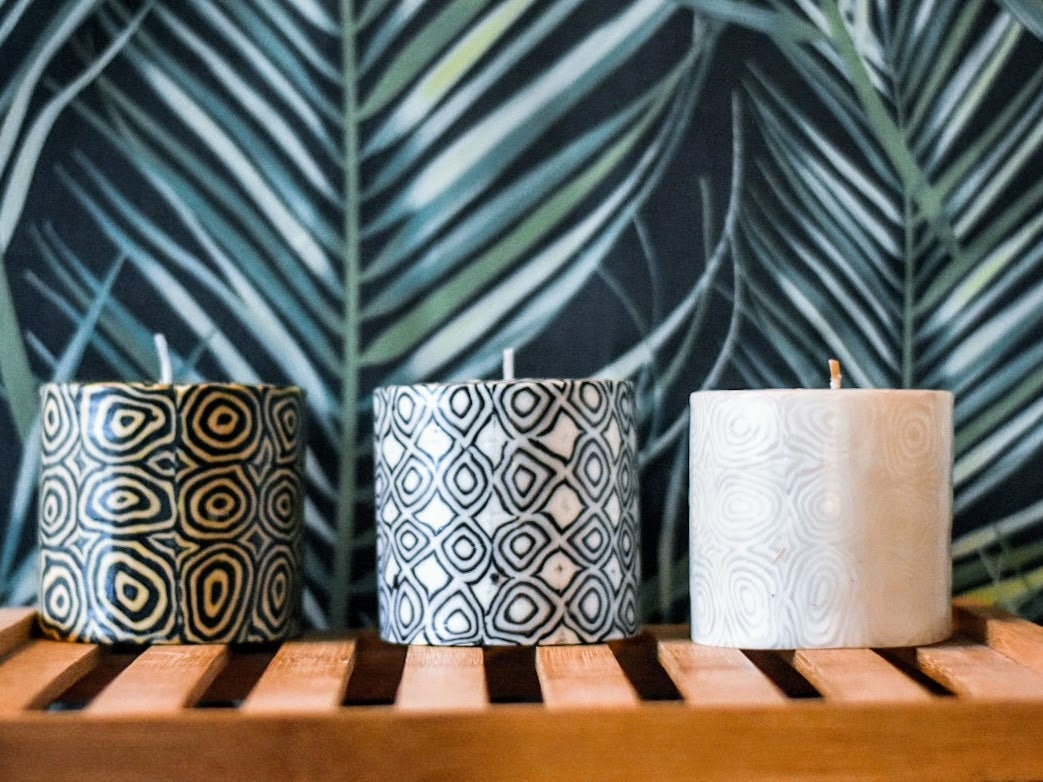 Swirl Pillar Candles Fair Trade Candles Ethical Patterned | Etsy