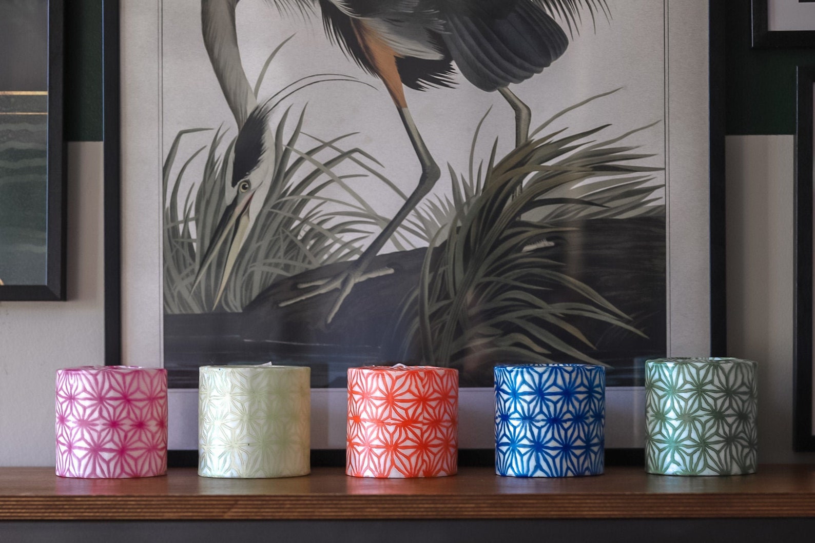 Colourful Glowing Pillar Candles Unusual Geometric Re-usable | Etsy