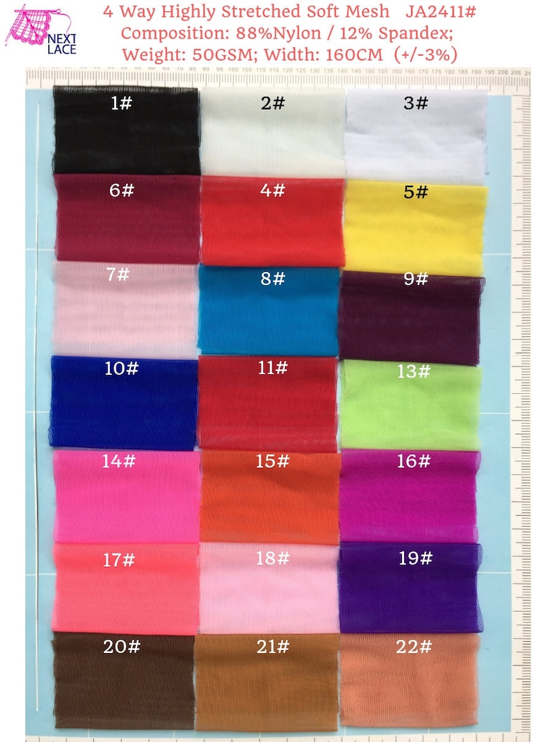 JA2411# 4 Way Stretch 88 Nylon / 12 Spandex Power Mesh Fabric , Ideas ...
