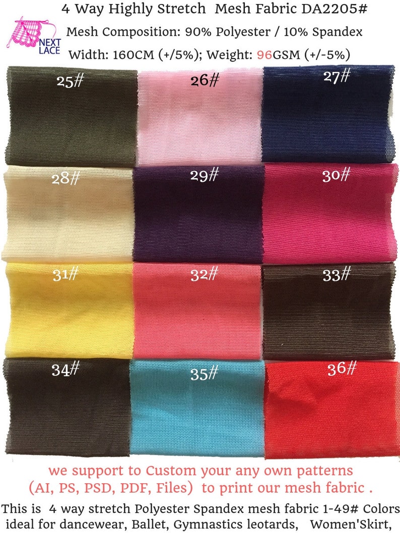 DA2205 4 Way Stretch 90 Polyester / 10 Spandex Power Mesh - Etsy
