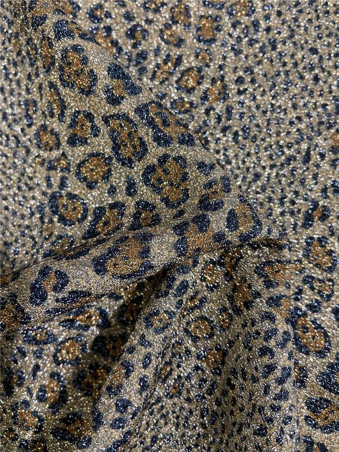 4 Stretch Way Shinny Leopard Lurex Fabric Print- Polyester Spandex ...