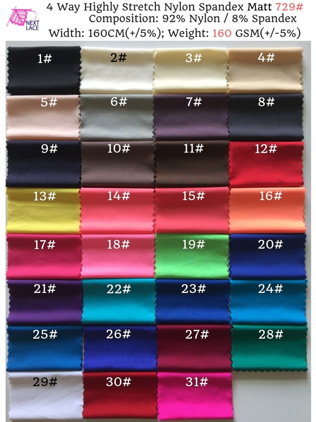 4 Way Hihgly Stretch 729 Nylon/spandex Matt Color Catalogue Ideas ...