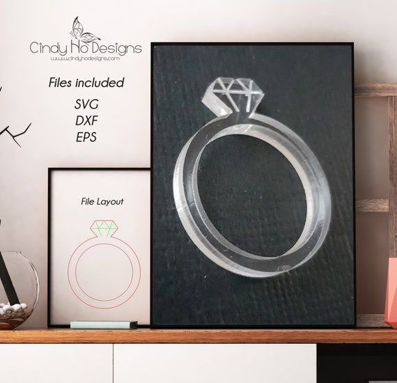 Laser Cutting File Acrylic Diamond Ring Digital Download | Etsy
