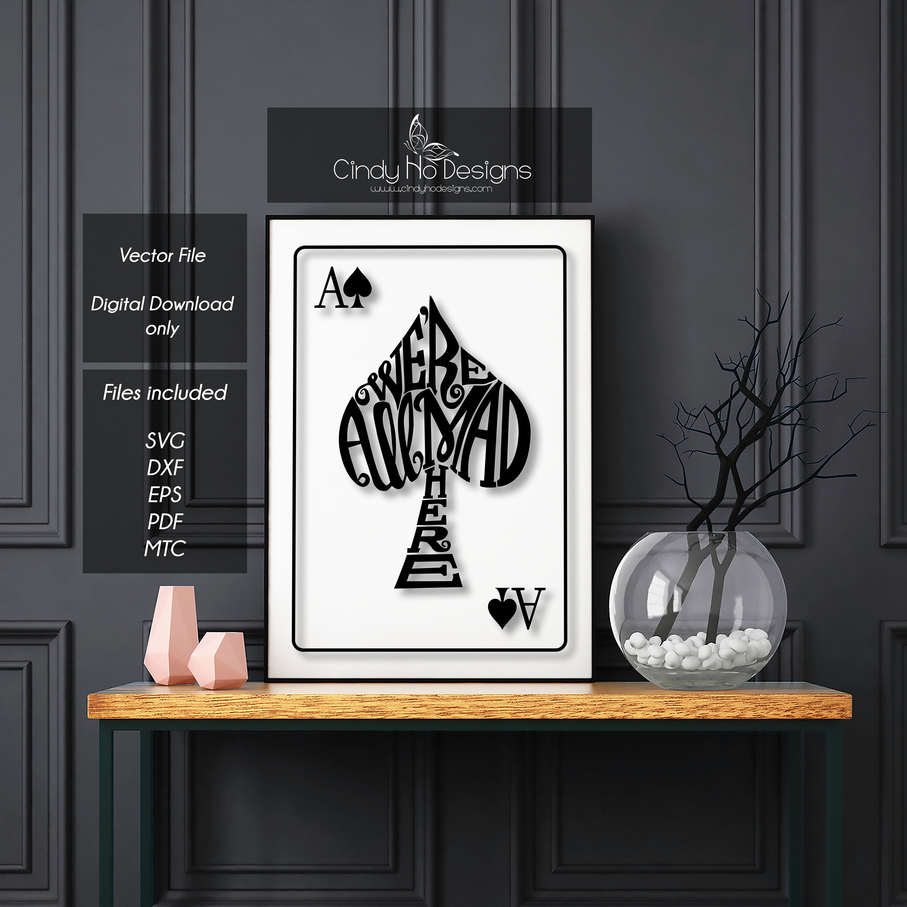 We're All Mad Here Spade Vector Png DXF SVG | Etsy UK