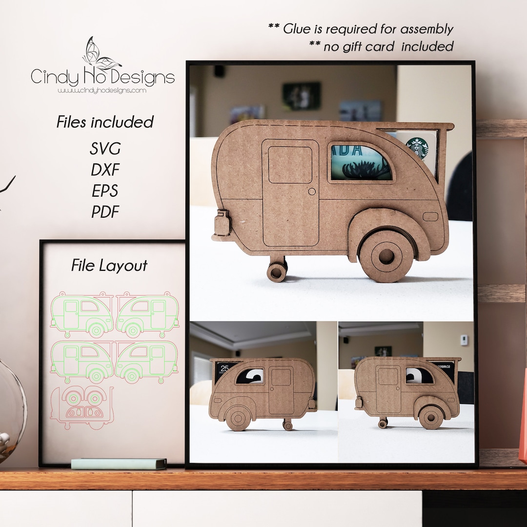 Camper Trailer Gift Card Holder Laser Cut Digital Vector File ...