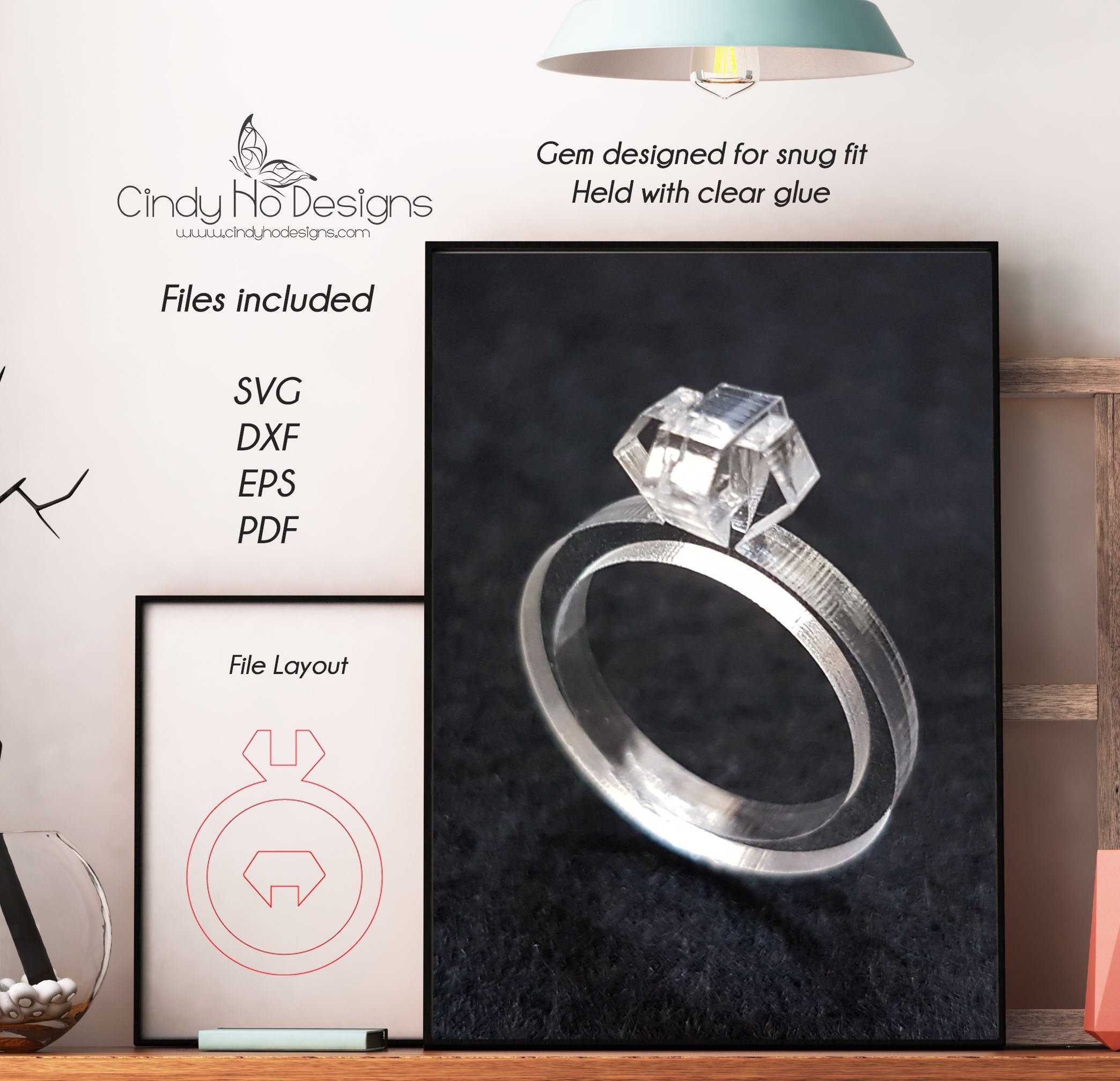 Laser Cutting File 3D Acrylic Diamond Ring Digital - Etsy