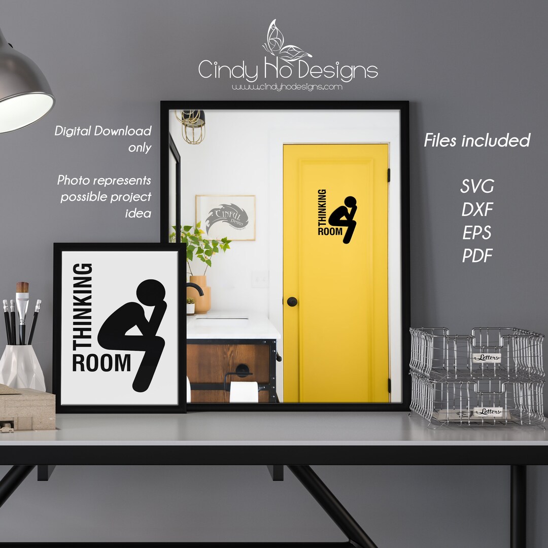 Thinking Room Bathroom Sign Vector, DXF, SVG Silhouette, Cricut ...