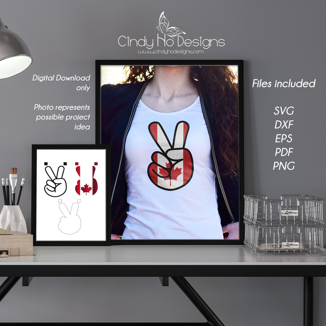 Canadian Flag Peace Sign Hand Layered Vinyl Decal Cutting Files Vector ...