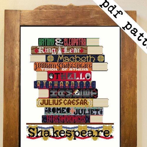 Shakespeare Tragedies Books Cross Stitch PDF Pattern Digital - Etsy
