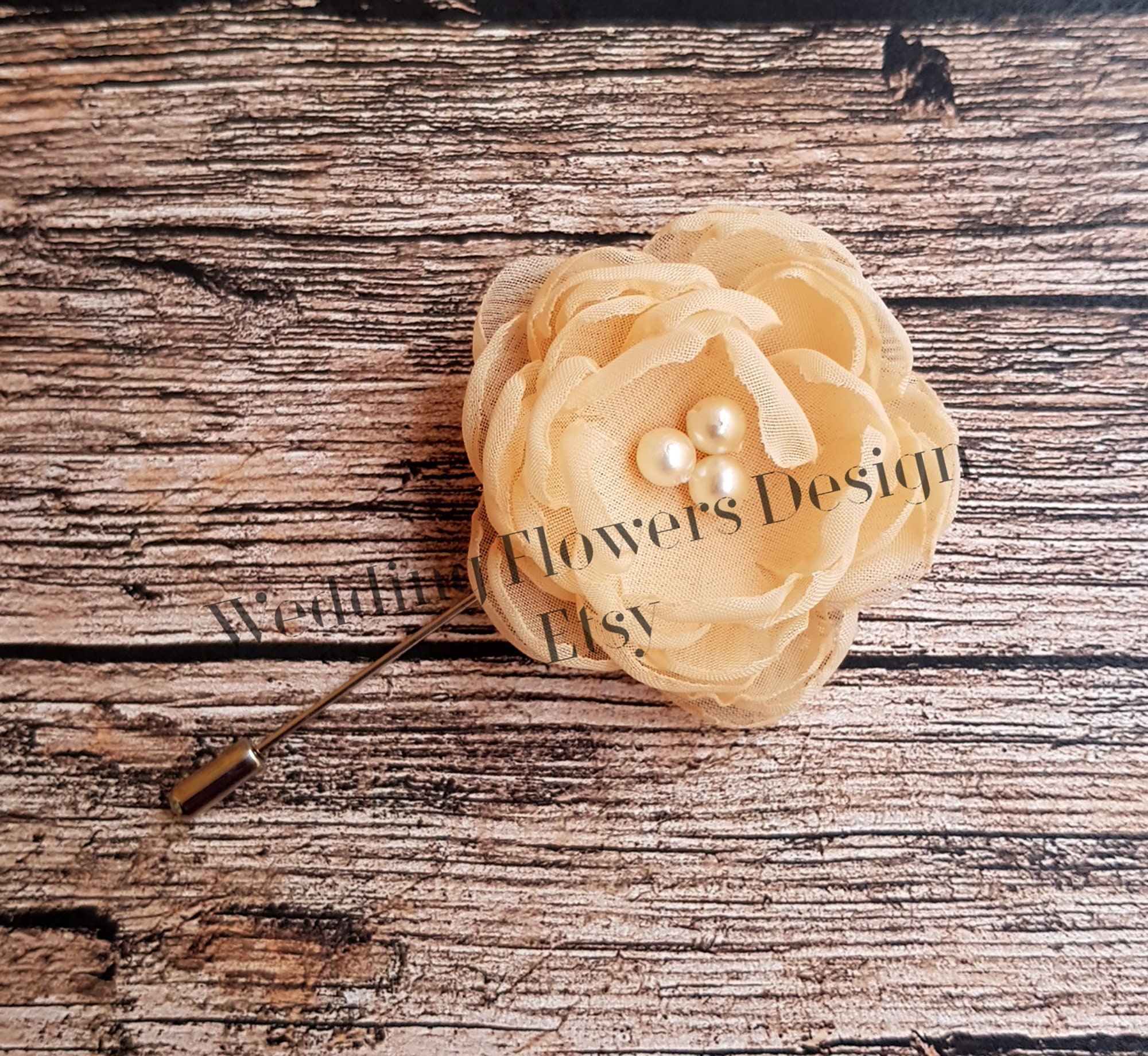 Silk Boutonniere, Peach Buttonhole, Silk Buttonhole, Flower Buttonhole ...