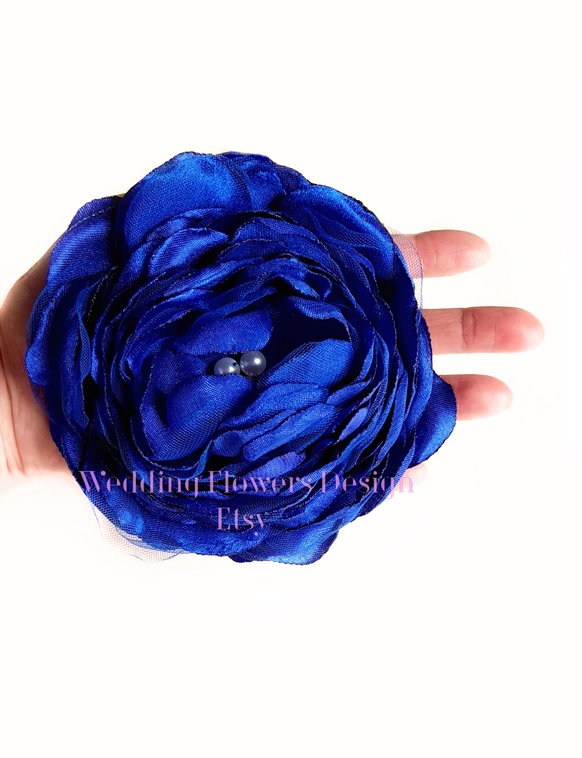 Royal Blue Wedding Blue Fabric Flower Blue Silk Flower Blue - Etsy