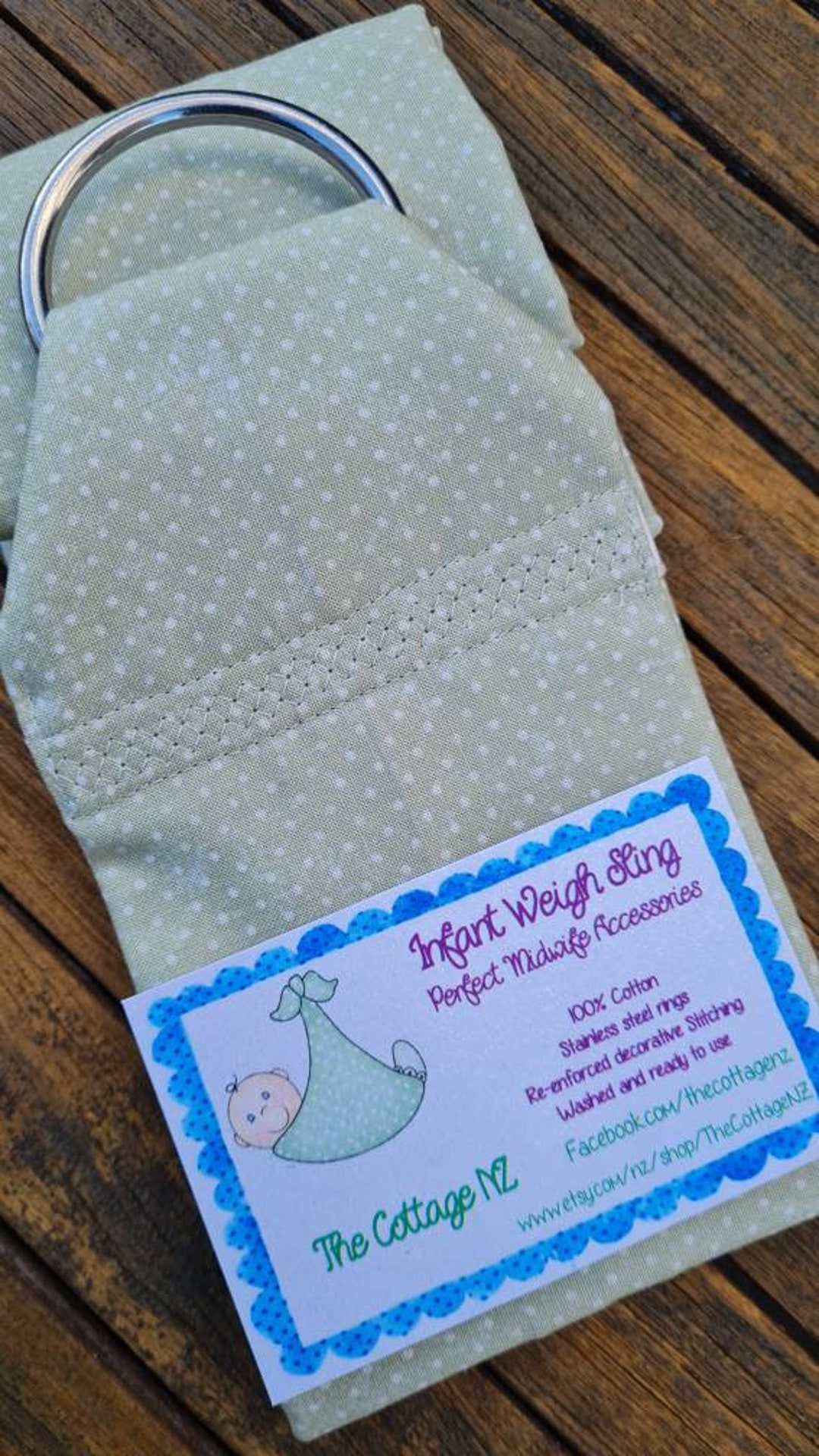 Infant Baby Weigh Sling - Olive Green Dot* - Etsy New Zealand