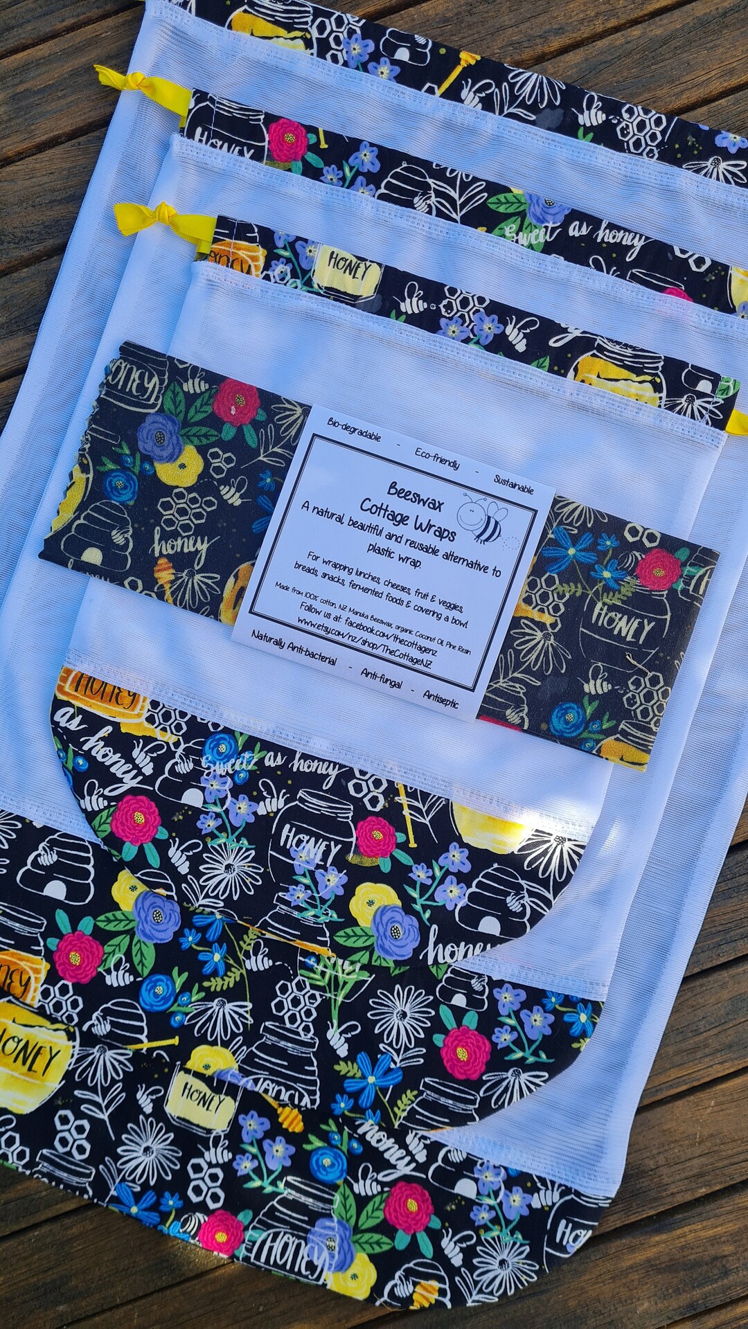 Re-usable Produce Bags With Matching Beeswax Food Wrap - Etsy