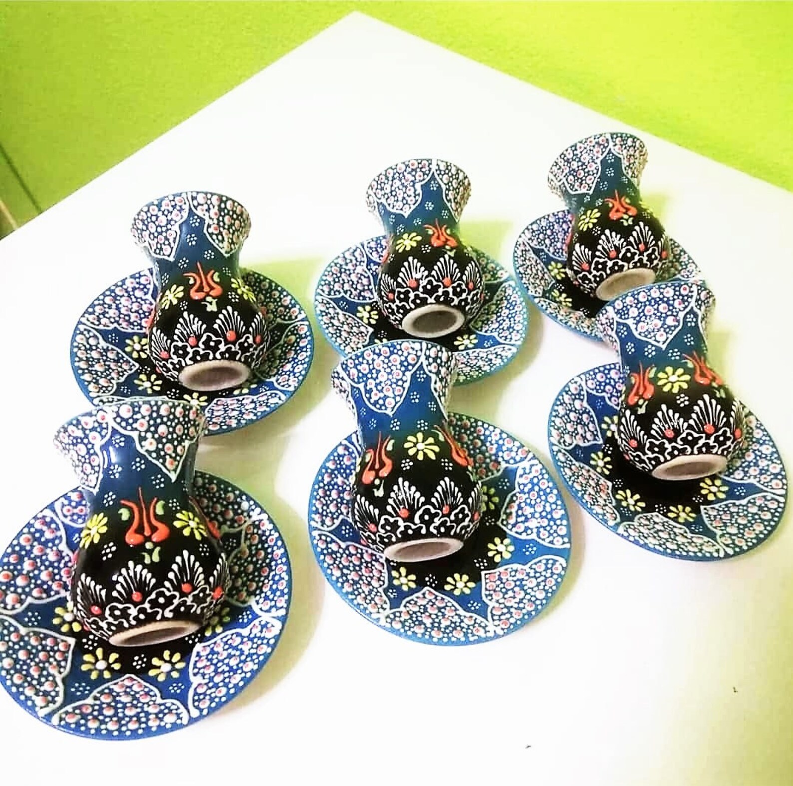 Patterned Ceramic Tea Cup 6's Set | Etsy