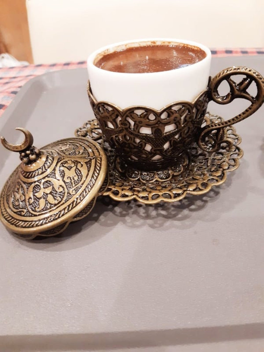 Ceramic Coffee Cup With Zinc Alloy Holder: Turkish Espresso Cup - Etsy
