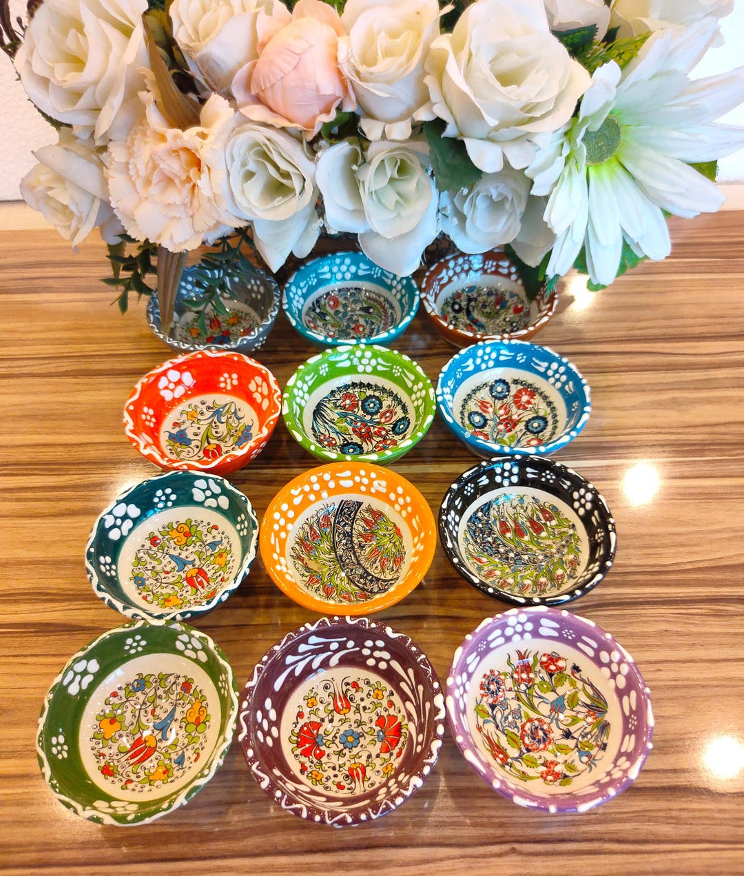 Ceramic Bowls With Anatolian Lace Motifs ,3.14" Diameters Wedding Favor ...
