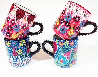 Patterned Ceramic Tea Cup 6's Set | Etsy