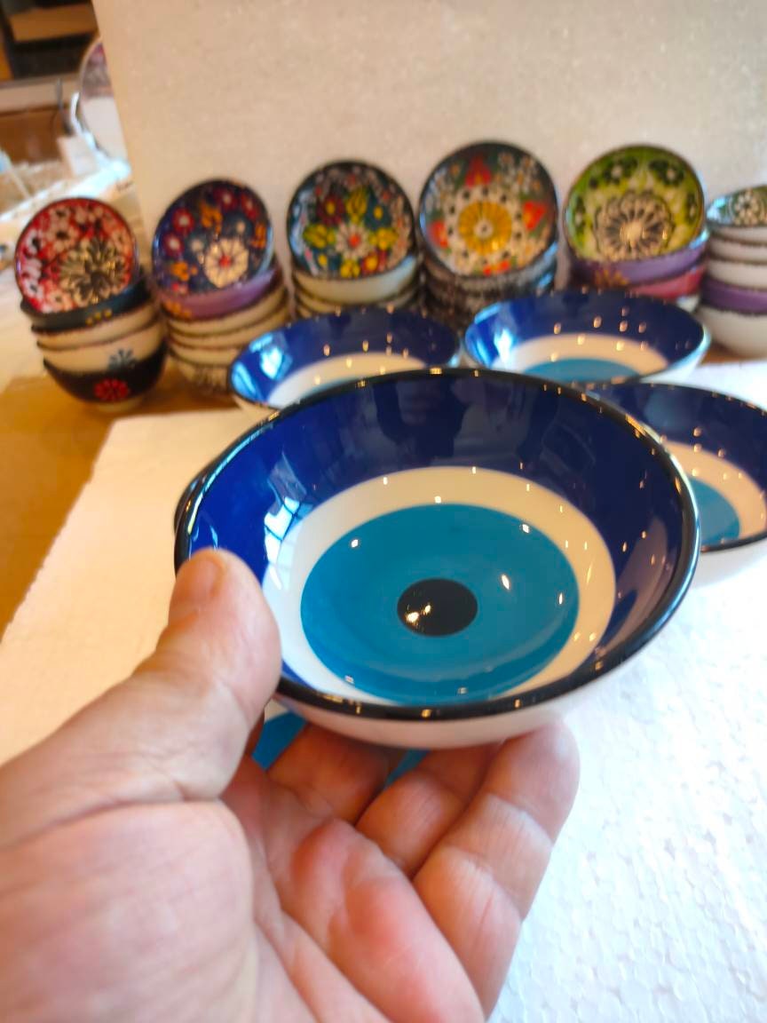 Evil Eye Bead Ceramic Bowl Home Decor Bowls 4.7 diameter - Etsy