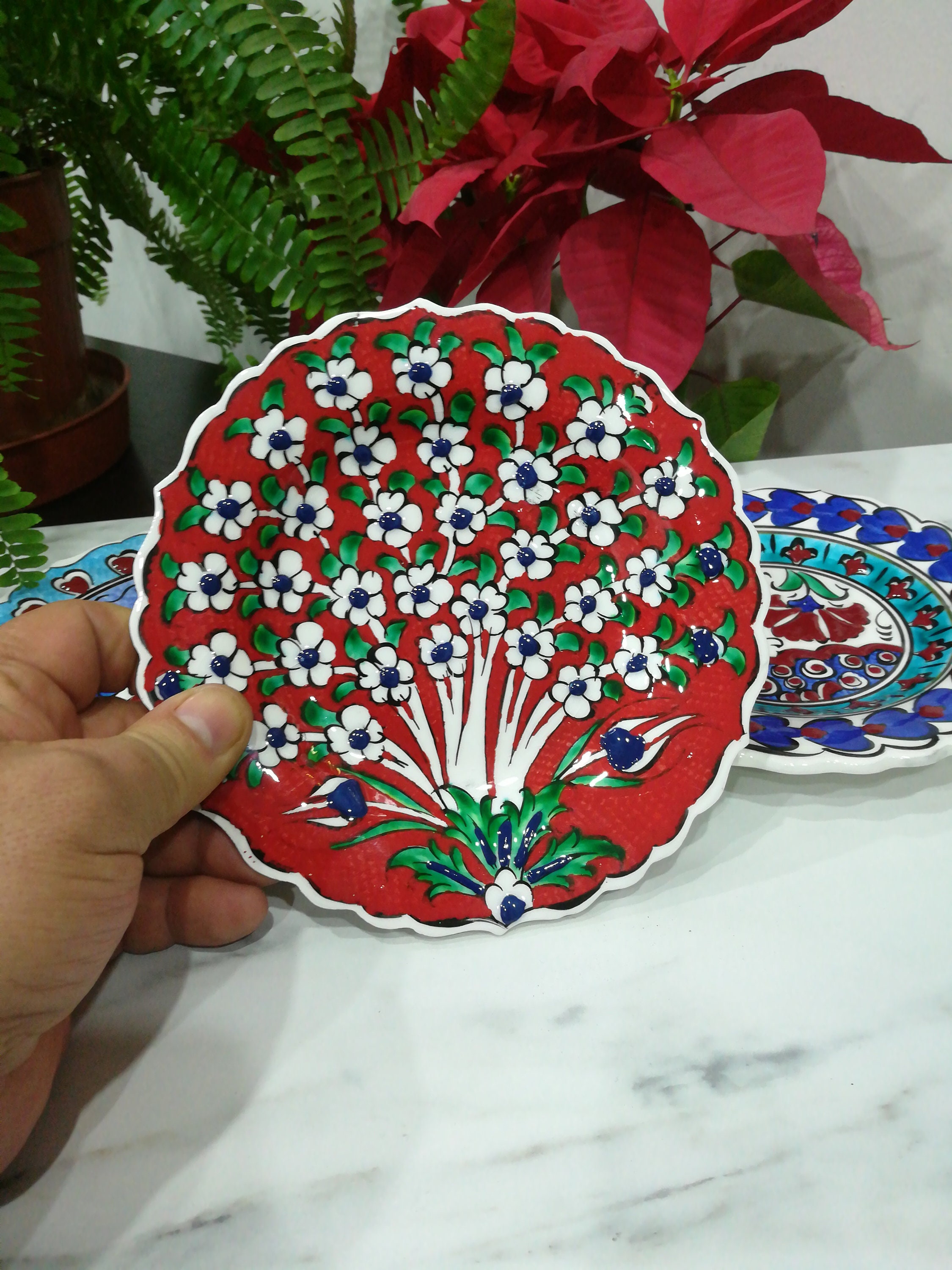 Hand‑painted Turkish Tile Plate 18 cm – Multicolour Ceramic Wall ...