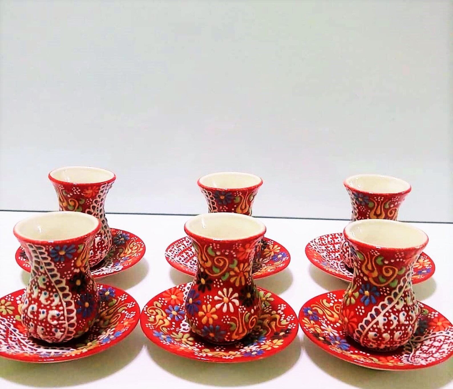 Patterned Ceramic Tea Cup 6's Set | Etsy