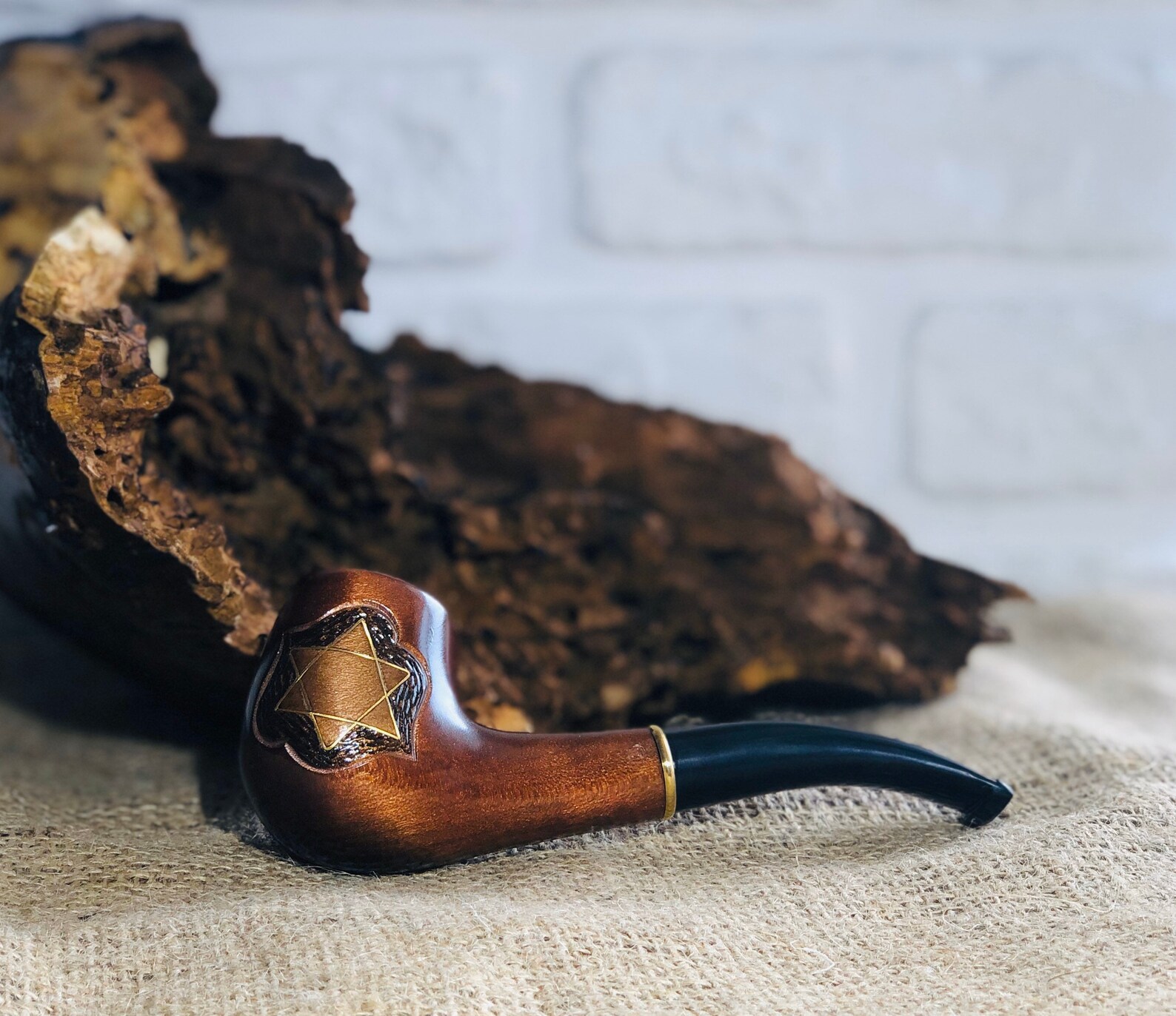 Wooden Smoking Pipe star of David Handmade Wood | Etsy