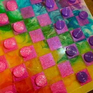 Custom Resin Checkers Set - Etsy