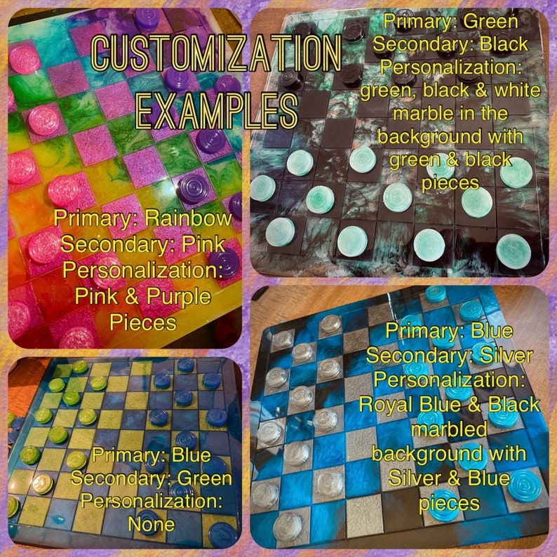 Custom Resin Checkers Set - Etsy