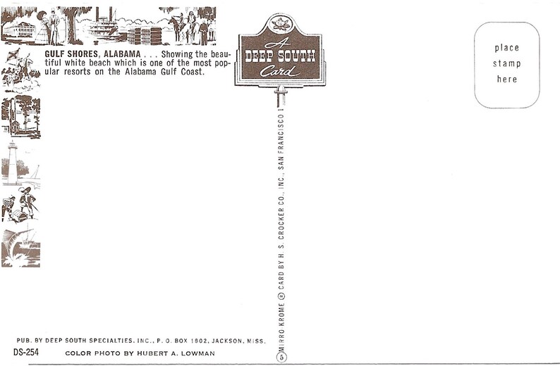 Vintage Alabama Postcard Gulf Shores White Beach Seashore Coastal ...