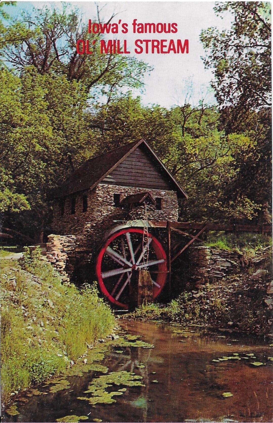 Vintage Iowa Postcard Famous Ol' Mill Stream Spook Cave Gristmill ...