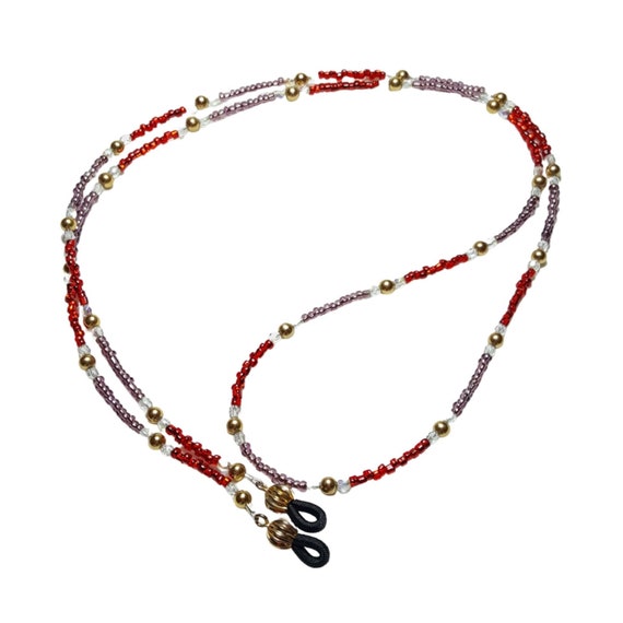 Red Purple Red Hat Theme 4K Gold Accent Beaded Eyeglass Chain - Etsy