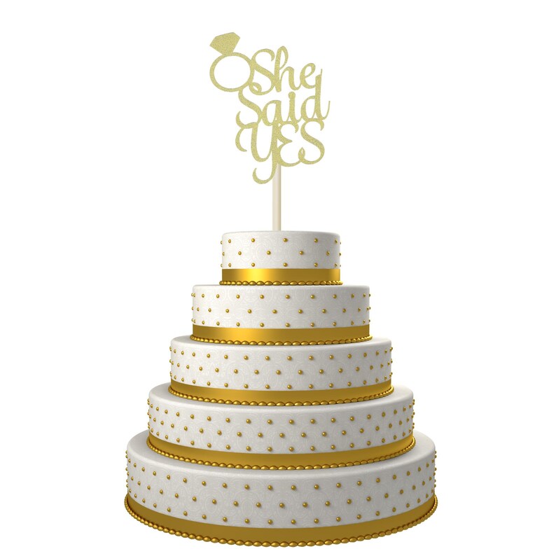 Wedding Engagement She Said Yes Engagement Ring Cake Topper - Etsy
