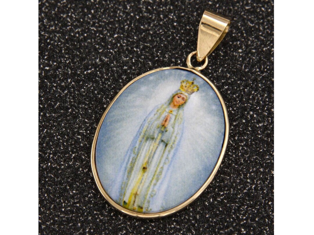 Our Lady of Fatima Pendant, 14k Gold Virgin Mary Pendant, Our Lady of ...