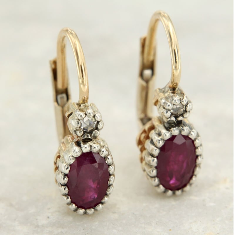 Gold Ruby Earrings - Etsy