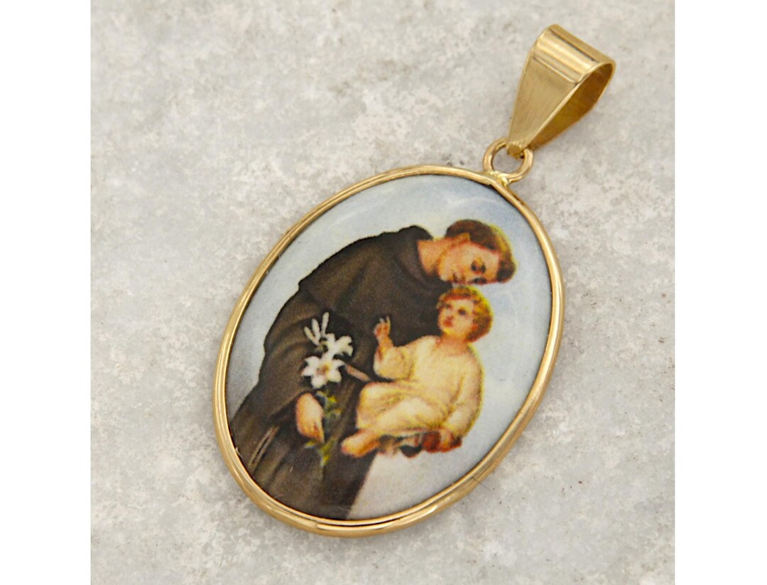 14k Gold Saint Anthony Pendant, St Anthony of Padua Gold Pendant 14k ...